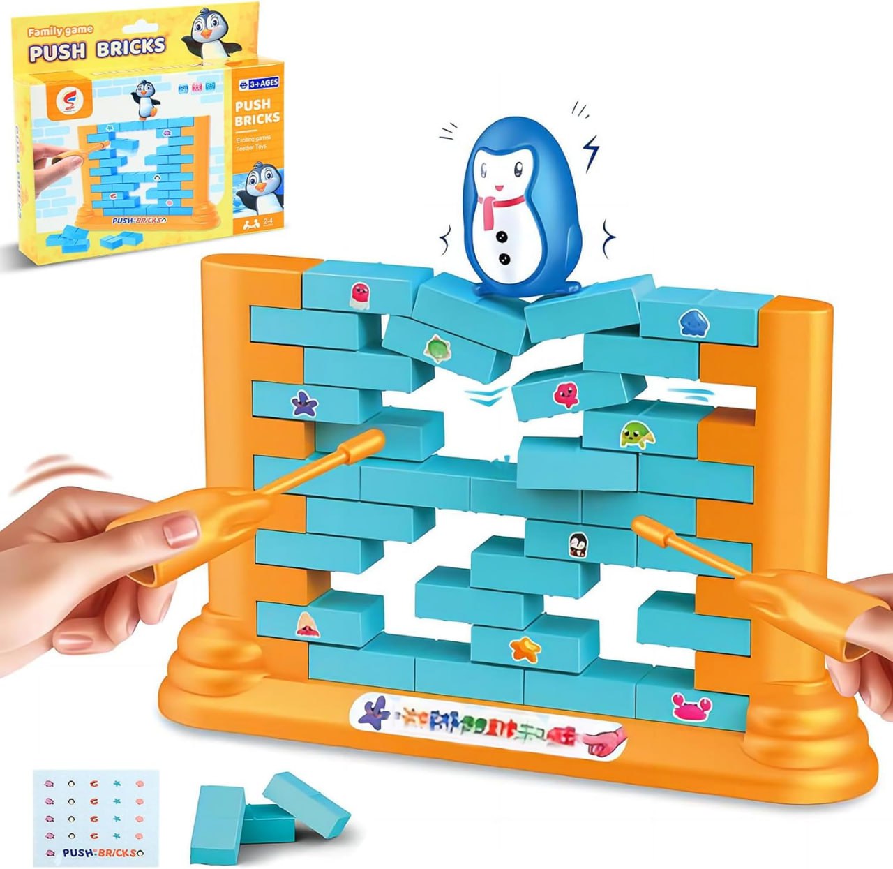 Push Bricks Game Stacking Penguin Frog Duck Saving Bricks Wall Demolit ...